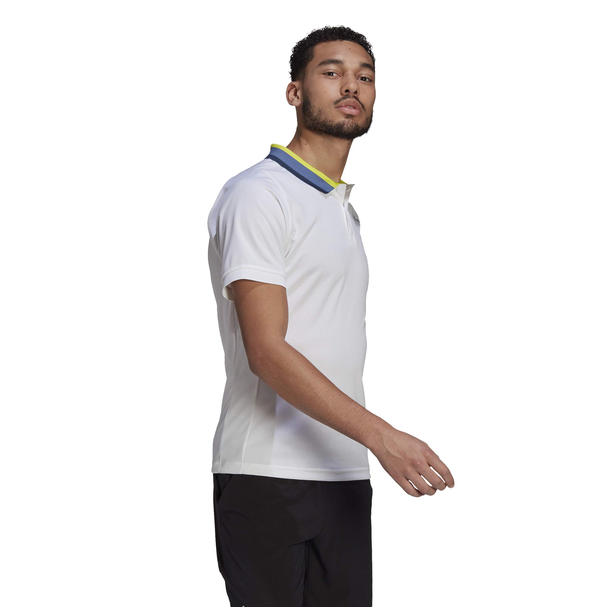 adidas,Mens,Freelift Heather PB Polo,White/Crew Navy,X-Large