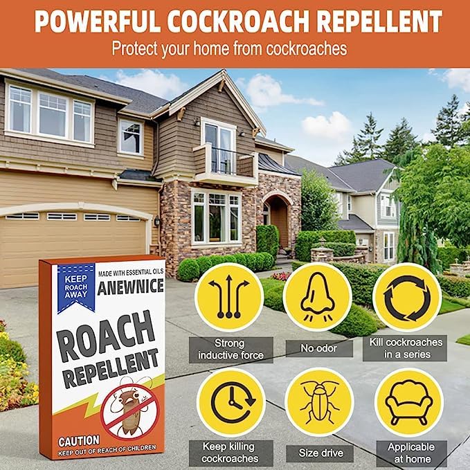 ANEWNICE Cockroach Repellent Granule,Natural Roach Repellent Indoor/Outdoor, Cockroach Deterrent, Roach Away,Strongly and Effectively Roach Control for Large Roaches,Ants,Mice and More - 8P