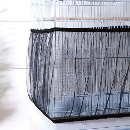 UEETEK Bird Cage Skirt Mesh Bird Seed Catcher Net Cage Cover Size S (Black)