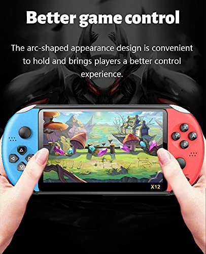 CZT New 5.1-inch Retro Video Game Console Build in 4800 Games of 9 emulators Handheld Portable Game Console Supports MP3/MP4/E-book with Rechargeable Lithium Battery mp3 mp4(Bluered)
