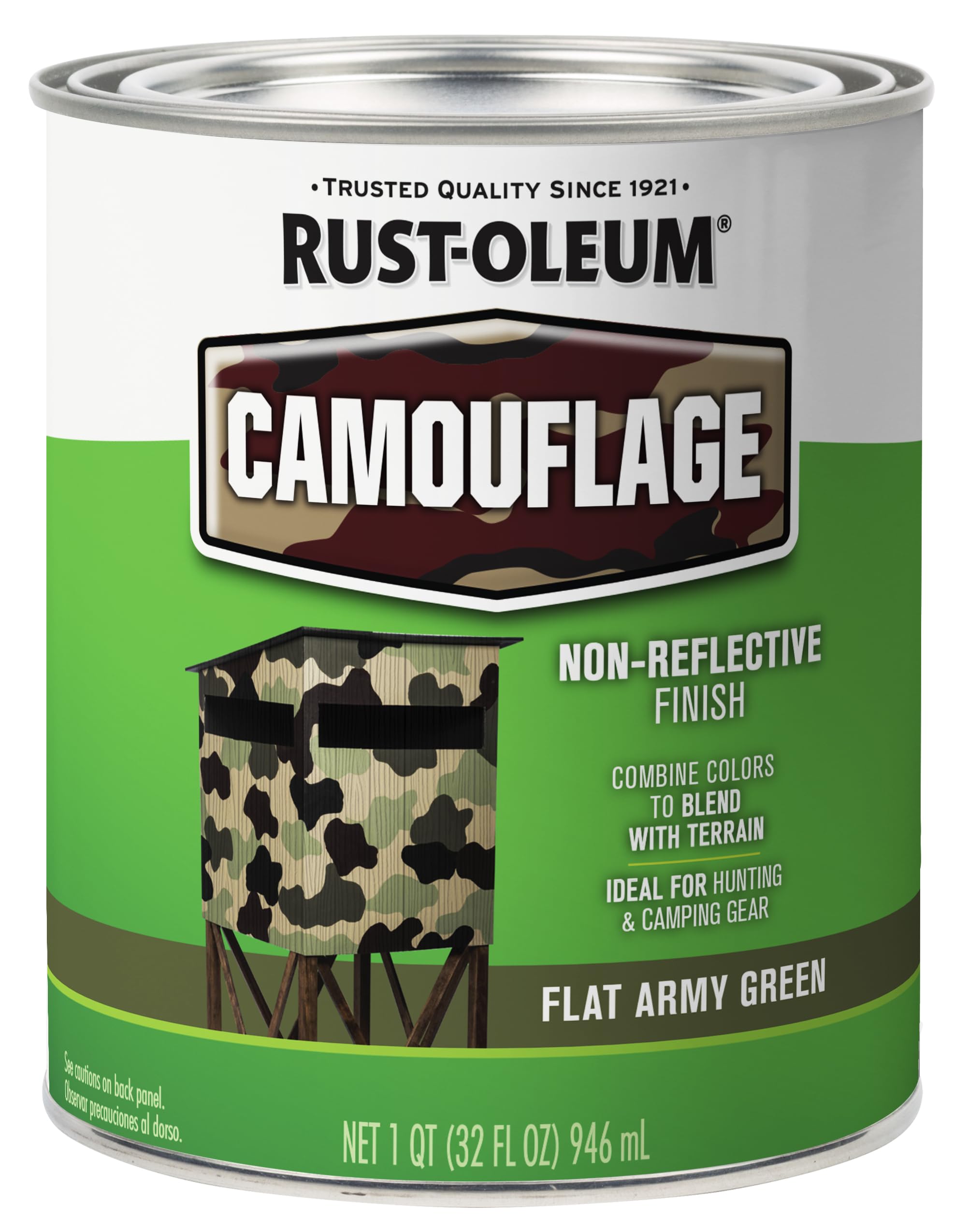 Rust-Oleum 379561 Specialty Camouflage Paint, Quart, Flat Army Green, 0.25 Gallon (Pack of 1)