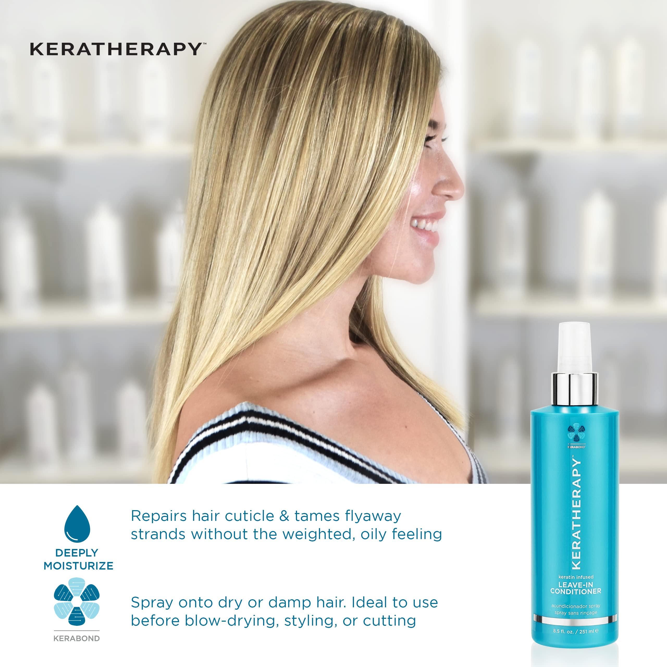 Keratherapy Keratin Infused Moisture Shampoo, 10.1 fl. oz., 300 ml - Anti Frizz Moisture Shampoo for Oily Scalp and Dry Ends - Kerabond Technology, Aloe Vera, & Willow Bark