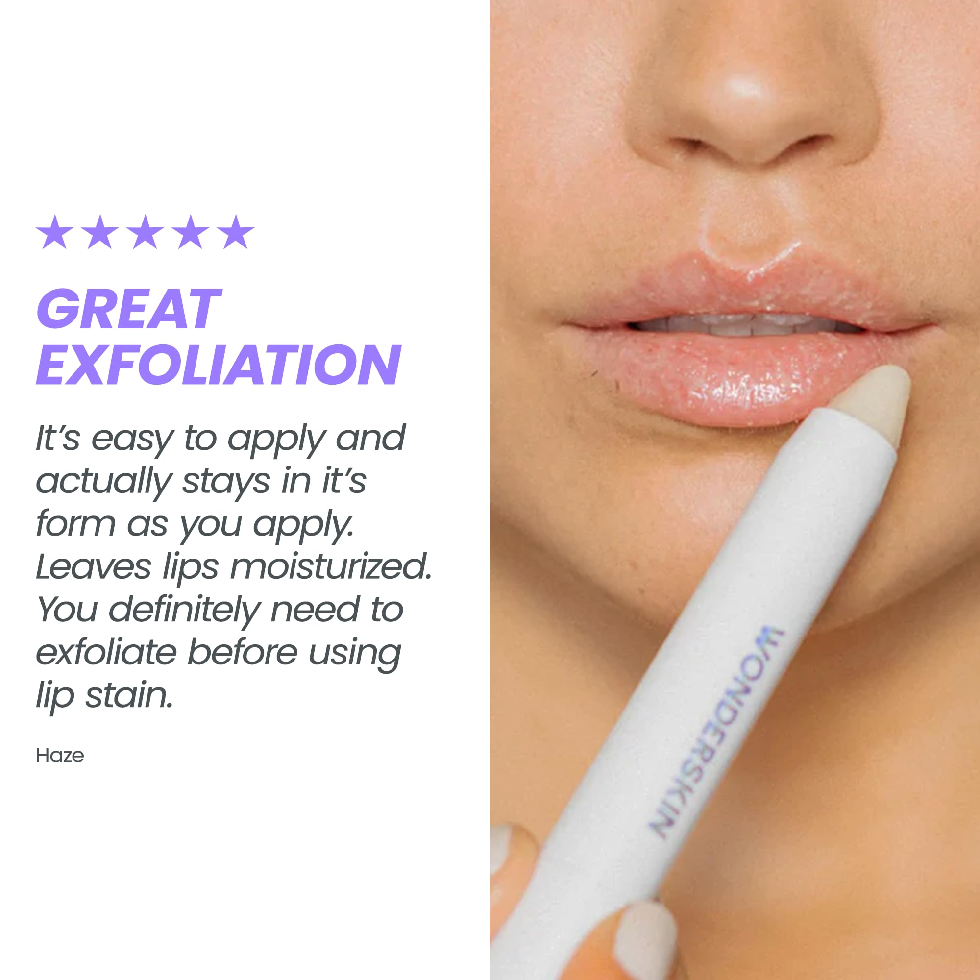Wonderskin 3-in-1 Lip Scrub Exfoliator & Moisturizer, Lip Exfoliator Scrub, Hydrating Balm for Soft, Nourished, Flake-Free Lips with One-Step Prep, 0.10oz