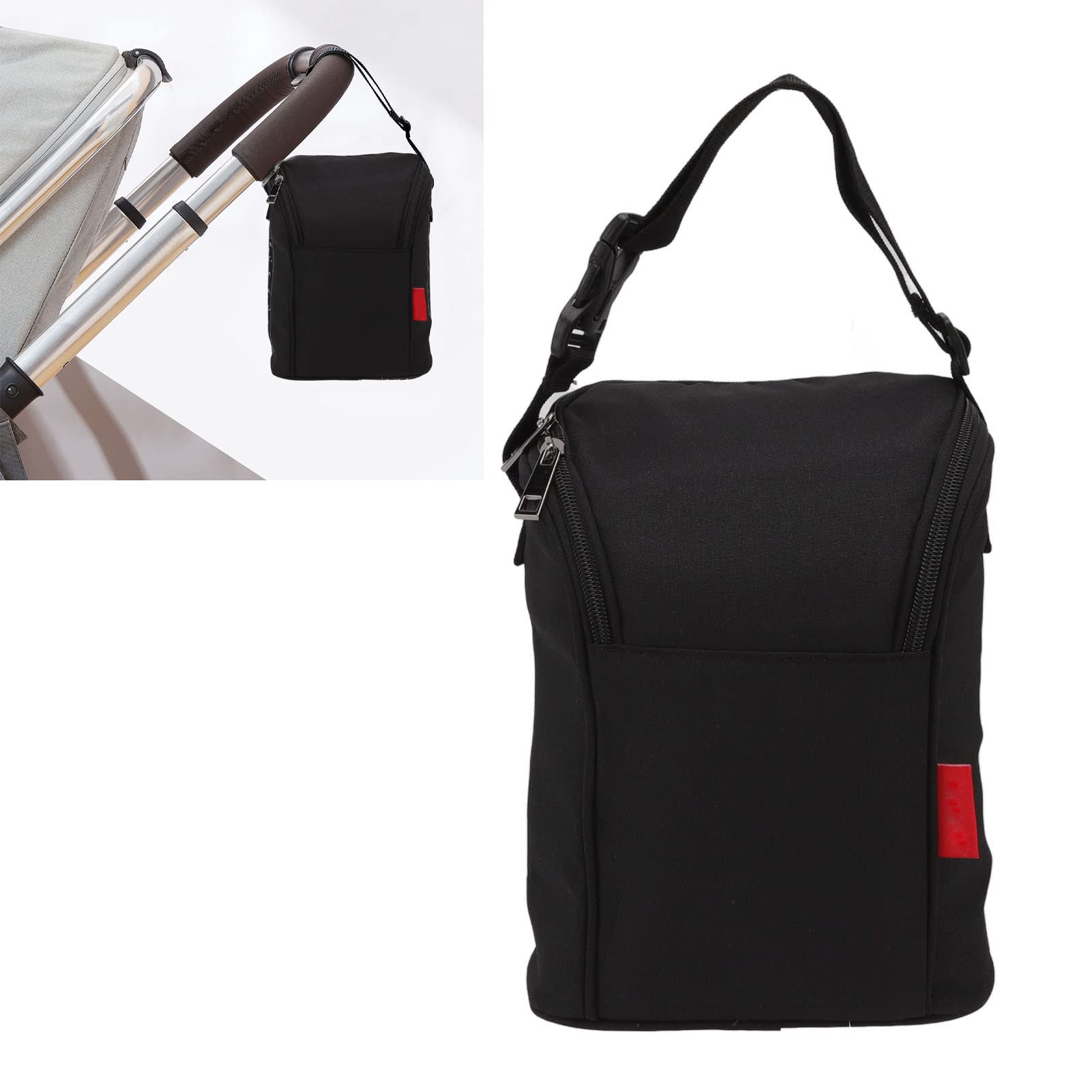 Alomejor Baby Bottle Cooler Bag Portable Cooler Bag Bottle Storage Bag Waterproof Nylon Insulation Tote Pouch for Outdoor (Black)