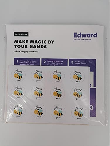 Set of 48 Sticker Thank You Bee Decal Small Phone Mini Logo Birthday Parties Envelopes Labels Seals Shower Favor 1.2 inches Each