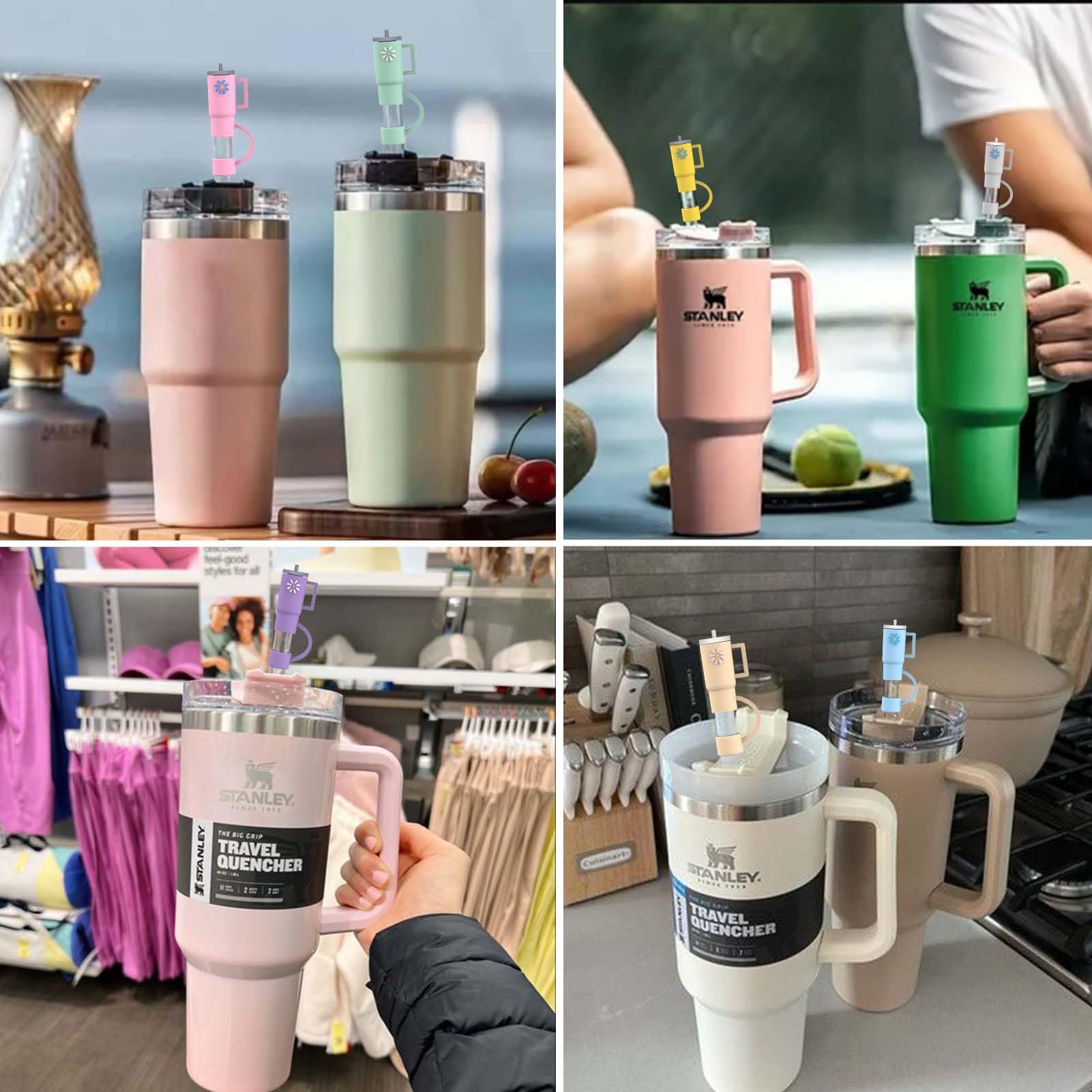 AIERSA 5Pcs Straw Cover for Stanley Cup, Silicone Straw Topper Compatible with Stanley 64&30&40oz Tumbler with Handle,Straw Cover Caps for Stanley Cups Accessories
