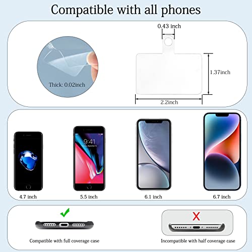 BERITNI Universal Cell Phone Tether Tab, 4 Pack Phone Lanyard Patch, Upgrade One-Piece Silicone Phone Lanyard Insert, Phone Lanyard Tab for Most Smartphone, Clear + Pattern