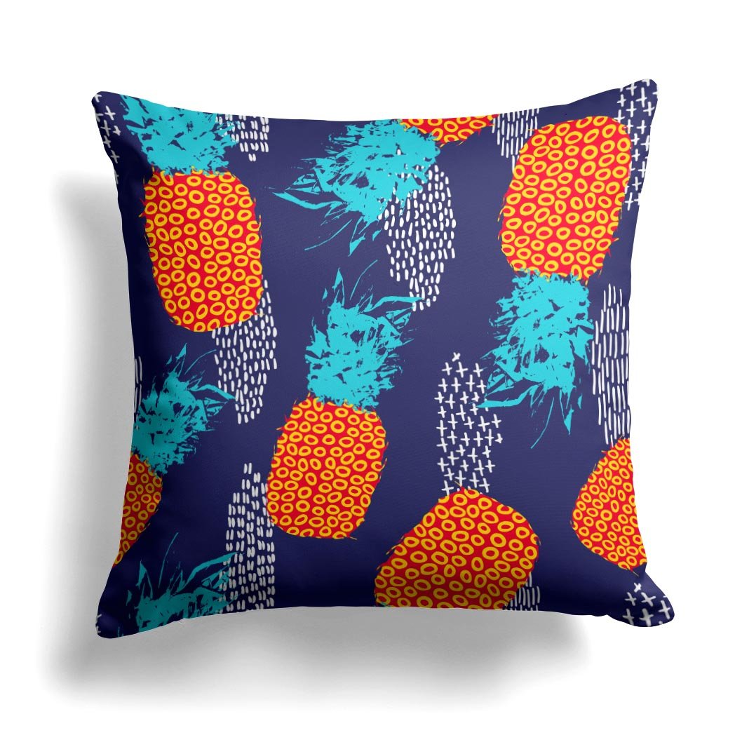 iiRov Summer Design Ink-Fuzed Decorative Throw Pillow - Retro Summer Pineapple v4