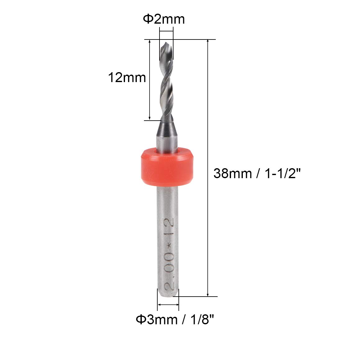 uxcell PCB Drill Bits 2mm Tungsten Carbide Rotary Tool Jewelry CNC Engraving Print Circuit Board Micro Drill Bits 1/8 Inch Shank 5 Pcs