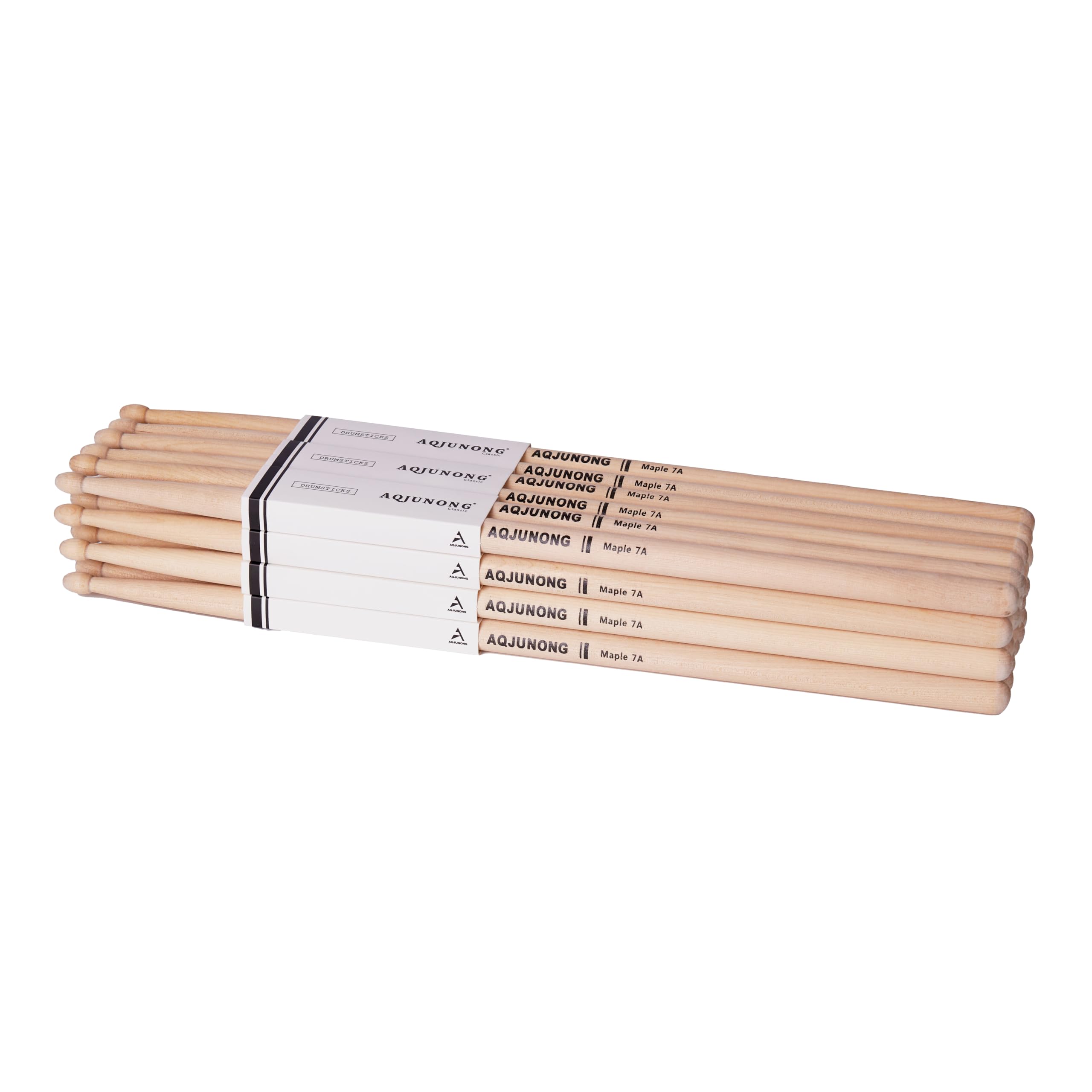 AQJUNONG Drum Sticks,7A Drumsticks, 12 Pairs Classic Maple Wood Tip Drum Sticks for Kids and Adults, Professional Musical Instrument Percussion Accessories