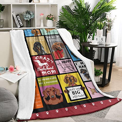 Dachshund Dog Throw Blanket Fleece Blanket Soft Warm Cozy for Sofa Couch Bed 50in*60in