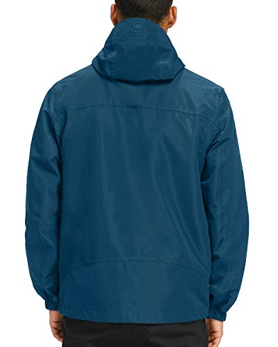 CAMEL CROWN Men's Waterproof Shell Jacket Windbreaker Hooded Rain Coat for Outdoor Hiking Climbing Traveling Blue XL