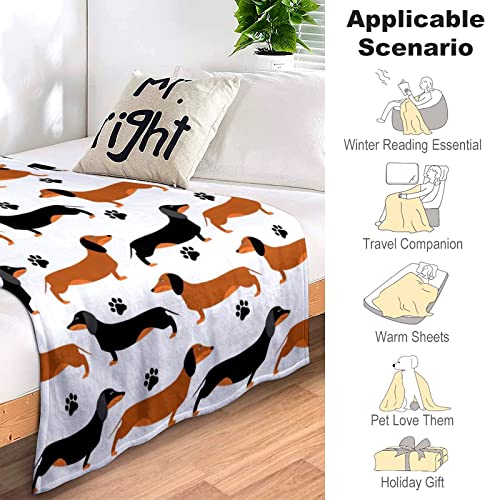 Dachshund Throw Blanket Bedding Super Soft Warm Flannel Blankets for Kids Adults Bedroom Living Room Sofa 50"x40"