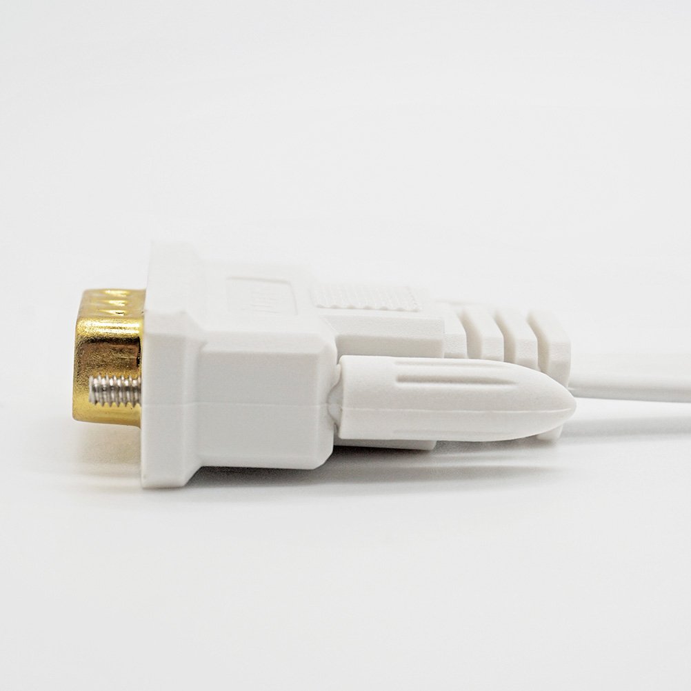 DTech Thin Flexible 6 Feet VGA to VGA Cable Male to Male 1080p High Resolution Short Computer Monitor Cord - White - 6ft