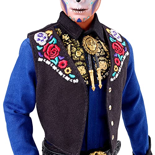 Barbie 2022 Día De Muertos Ken Doll Wearing Shirt, Vest & Sombrero, with Calavera Face Paint, Gift for Collectors