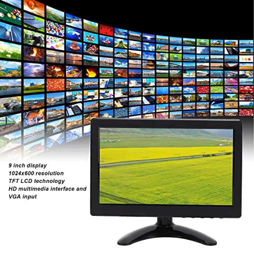 9in TFT LCD Monitor 9in Computer Monitor with Multi Input Interface Speaker HD Color Gaming Display Screen for DVR Daily 100‑240V(American Standard)