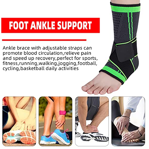 Ankle Support Braces (1Pair), Breathable Ankle Compression Sleeves with Adjustable Wrap,Elastic Ankle Brace Stabilizer for Plantar Fasciitis,Achilles Tendonitis,Sprained Ankle Pain Swelling Relief