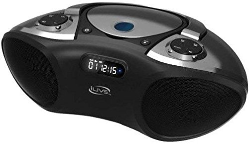 iLive Wireless Bluetooth Boombox with CD Player & FM Radio, Features Built-in Bluetooth Stereo Speakers, Digital Controls and 3.5mm Audio Input, LCD Display and AC Power