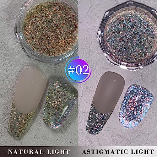 CHARMING MAY 4 Colors Holographic Nail Glitter Powder Set Shiny Metallic Chrome Nail Powder Kit for Acrylic Nails Sparkling Reflective Glitter Galaxy Effect for Party Nightclub(4 Colors(#1#2#3#4))