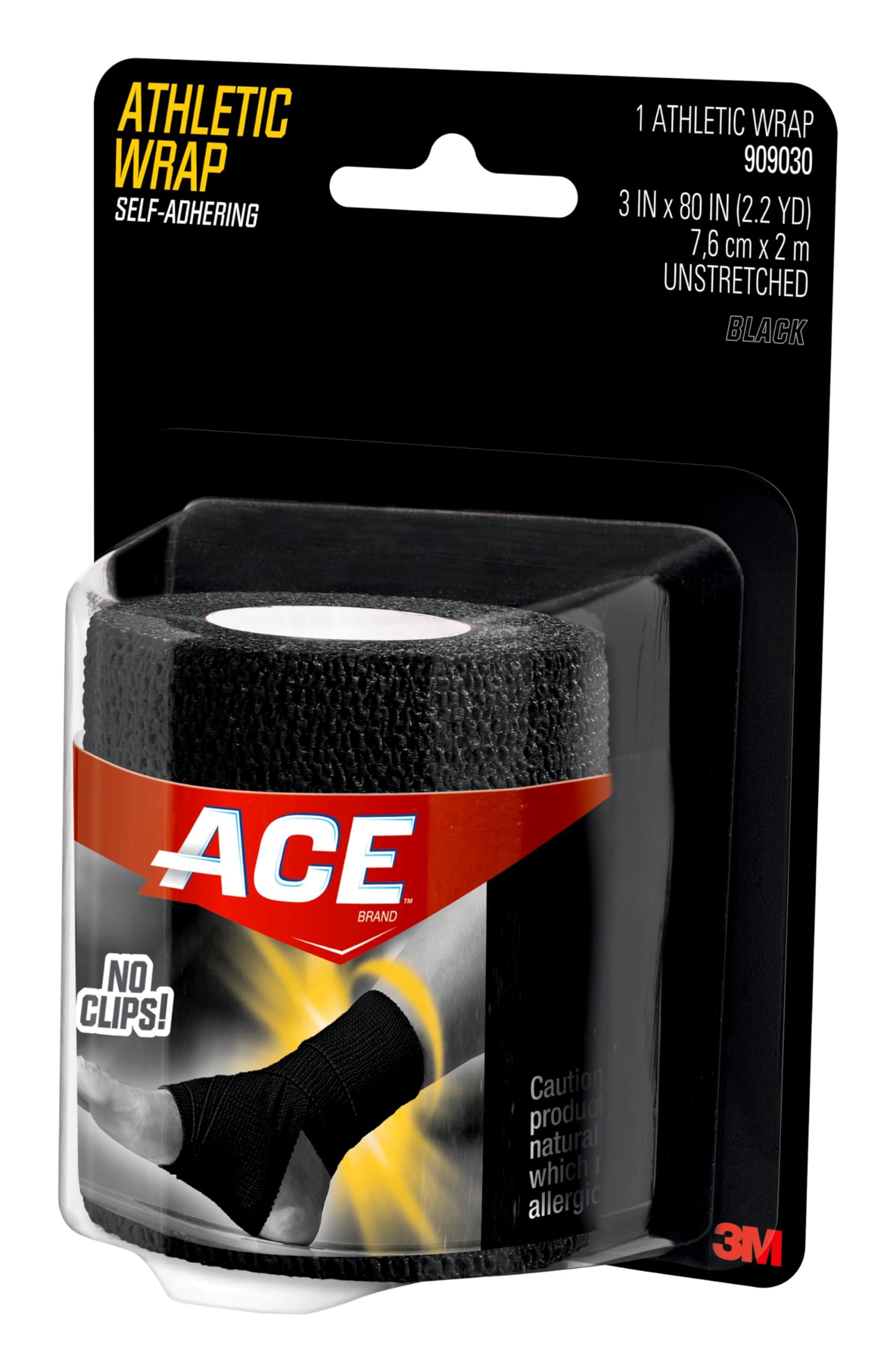 ACE Brand Athletic Wrap, 3 in. x 80 in., Black, 1 Roll/Pack