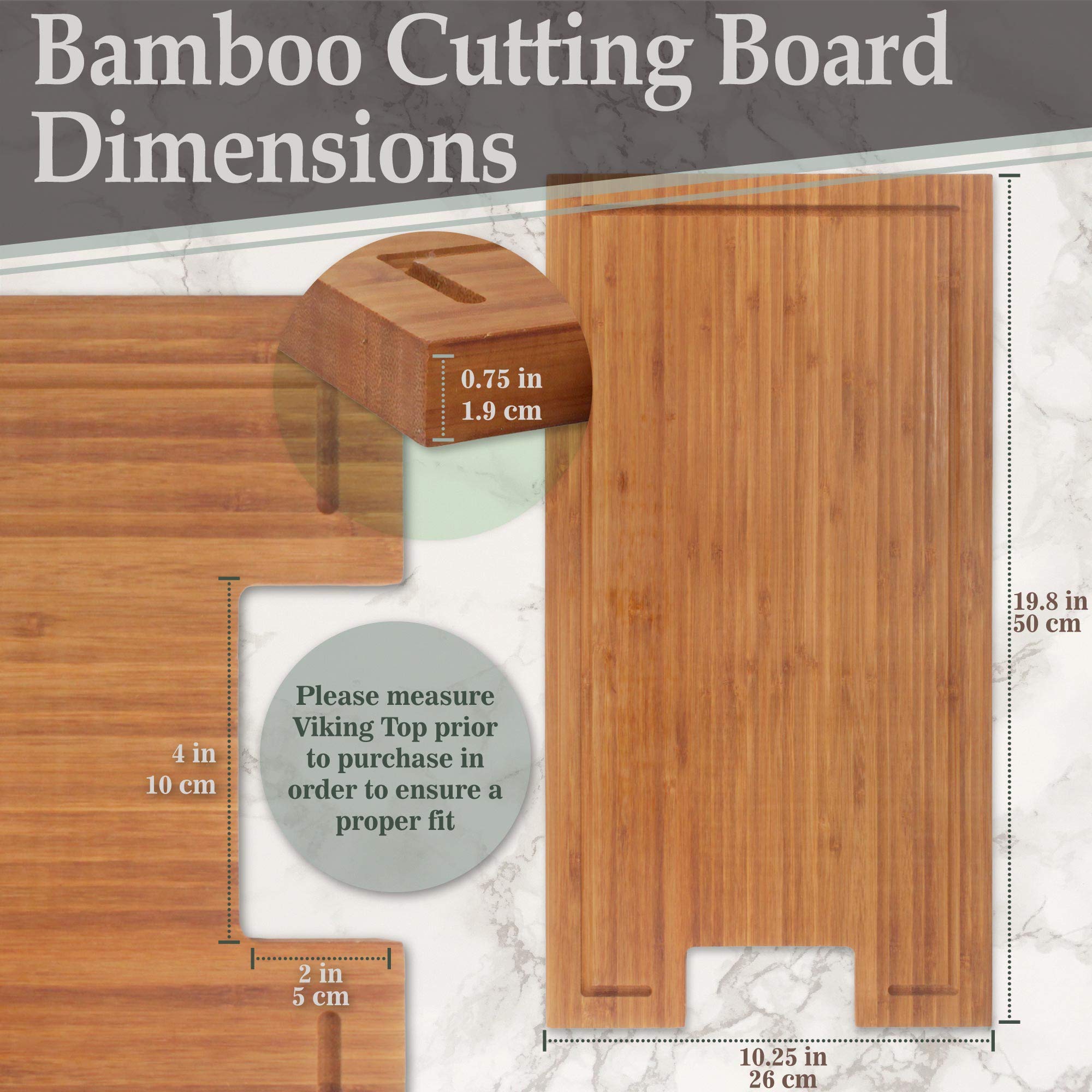 BambooMN Bamboo Griddle Cover/Cutting Board for Viking Cooktops, New Vertical Cut, Small (10.25"x19.8"x0.75")