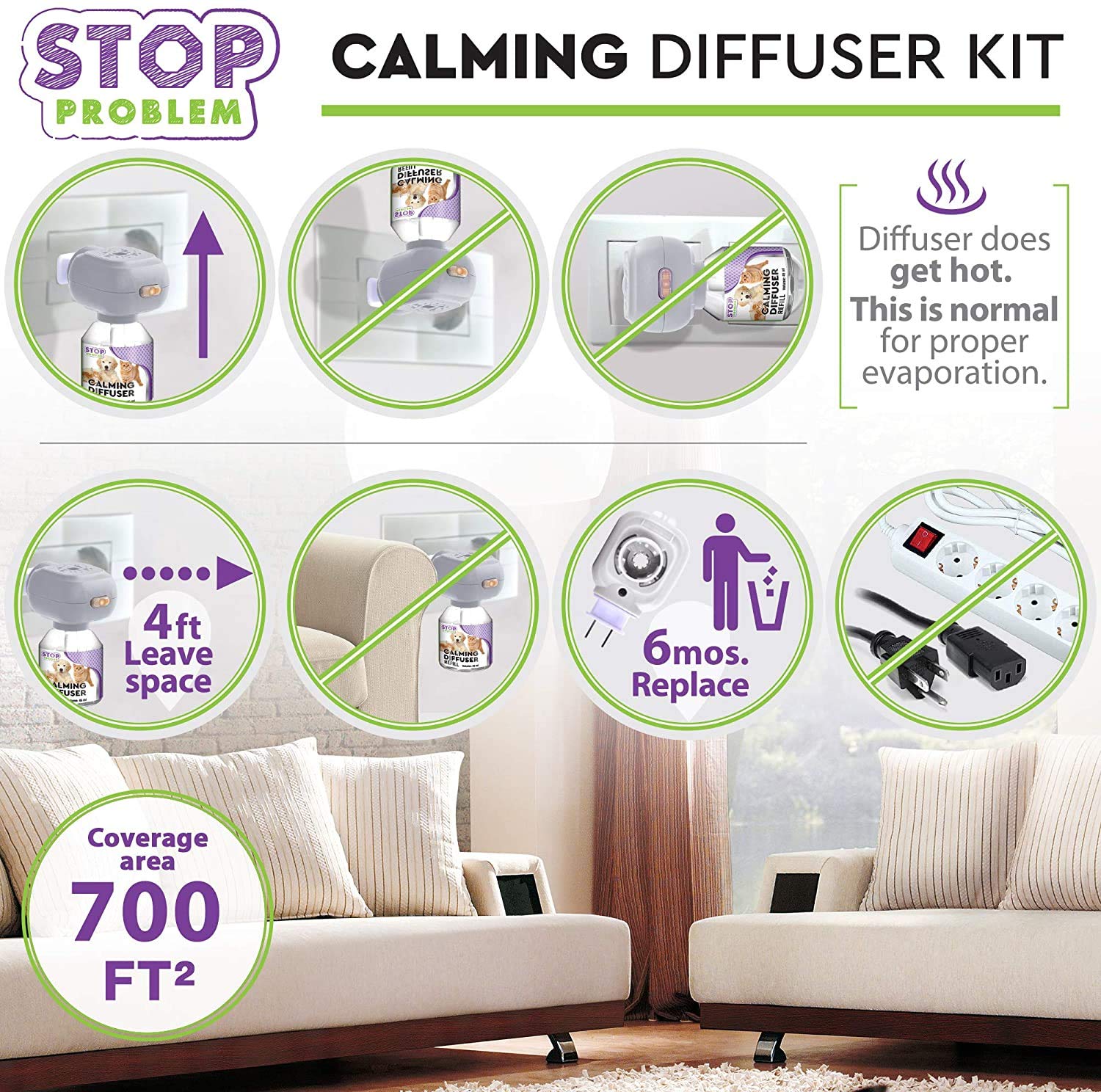 Beloved Pets Pheromone Calming Diffuser Refill 2 Pack for Cats with Long-Lasting Relax Effect - Enhanced Formula of Anxiety Relief - Stress Prevention for Pets (Diffuser not Included)