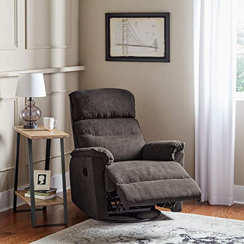 Amazon Brand – Ravenna Home Pull Recliner with 360-Degree Swivel Glider, Living Room Chair, 32"W, Dark Grey