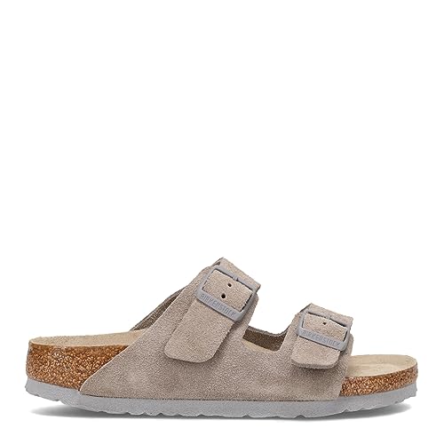 Birkenstock Women's Arizona Soft Footbed Sandals, Stone Coin, Tan, Grey, 10-10.5 Medium US