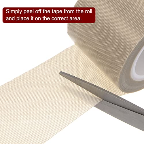 HARFINGTON Fabric PTFE Tape Roll, 1" x 33 ft High Temperature PTFE Adhesive Tape 0.13mm Thickness for Vacuum Sealer Machine Hand Impulse Sealers, Light Brown