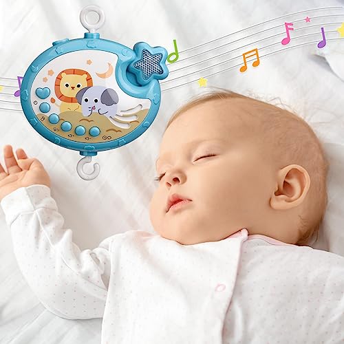 Baby Musical Crib Mobile with Light and Projector, Mobile for Crib with Remote Control & Timming Function, Rotating Hanging Rattles Toy for Newborn