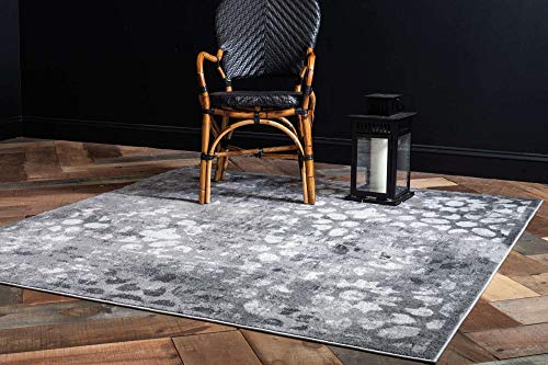 Unique Loom Sofia Collection Area Rug - Larvotto (6' 1" Square, Dark Gray/ Ivory)