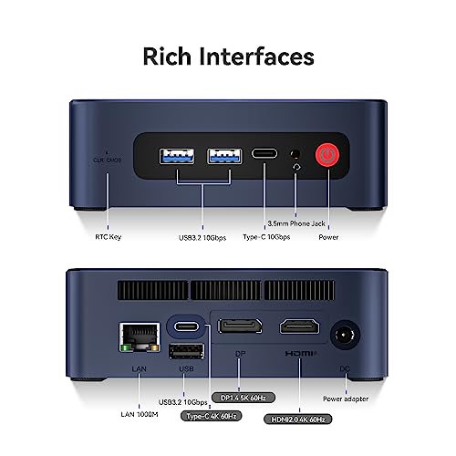 Beelink SEI10 Mini PC 10th Generation Intel i5-1035G7 Processor(up to 3.7GHz),Mini Computer with 16G DDR4 RAM 500GB M.2 2280 PCle 3.0 SSD, Three-Screen Display/WiFi6/BT5.2,Auto Power On