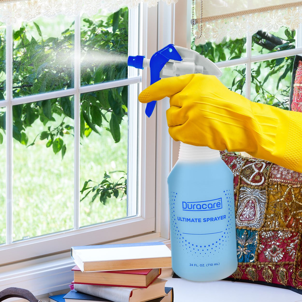 Duracare Plastic Heavy Duty Leak Free Trigger Spray Bottles with Adjustable Nozzle and Measurements - For All Purpose Cleaning Solutions, Plants, Mister, Household and Commercial Use (Set of 3, 24oz)