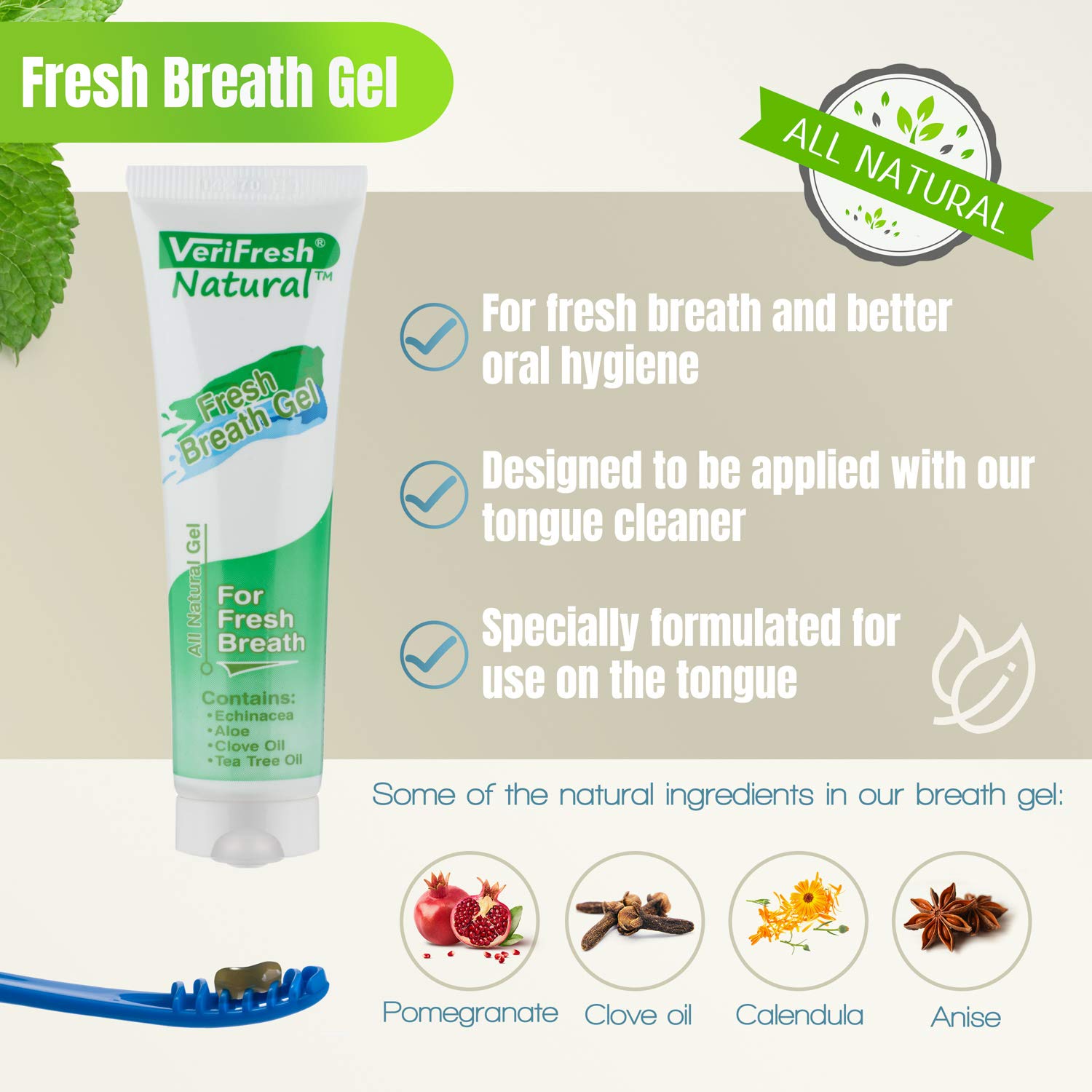 Fresh Breath Kit for Bad Breath - Tongue Scraper & Cleaner with Cleaning Gel β All Natural Treatment