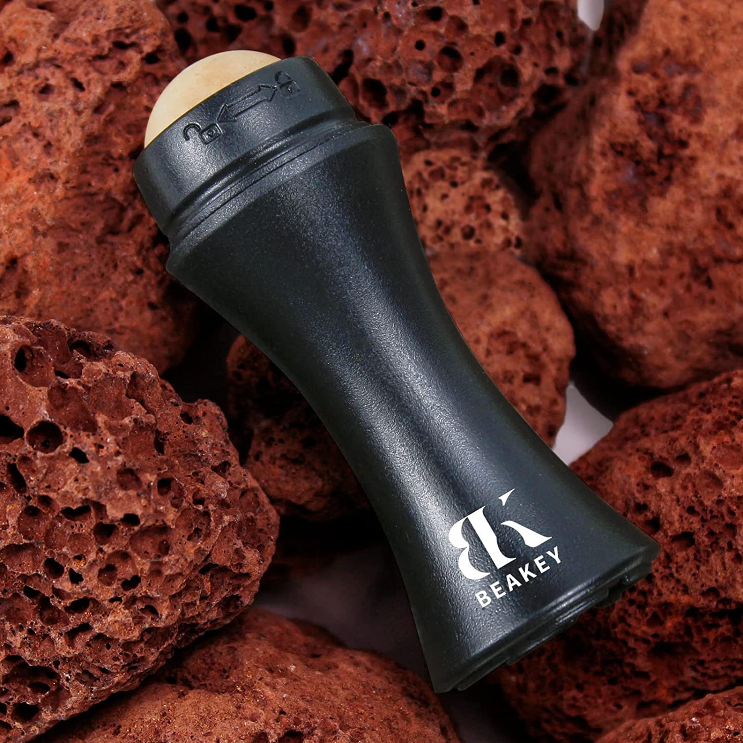 BK BEAKEY Oil-absorbing Volcanic Roller with Two Replaceable Volcanic Balls, Reusable On-the-Go Oil Control Roller, Instant Results Remove Excess Shiny