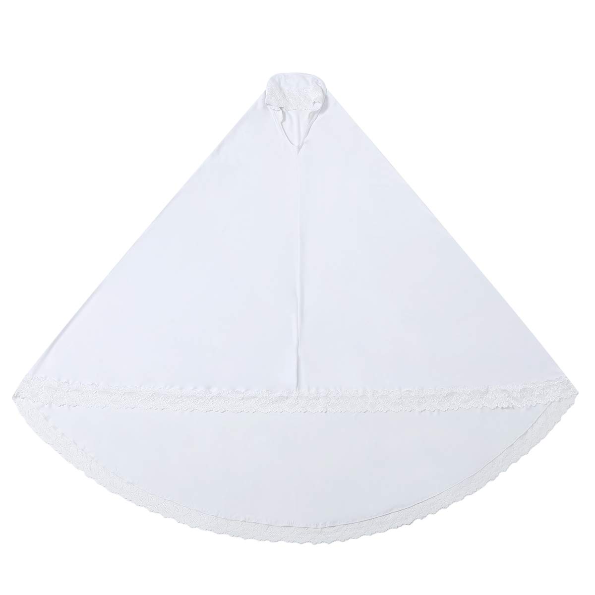 khalat Women's Elegant Hijab Lace Trim Muslim Islamic Ramadan Soft Lightweight Hijab Long Scarf White