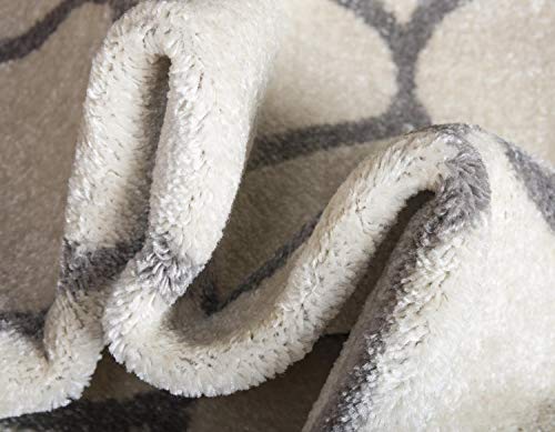 Unique Loom Trellis Frieze Collection Area Rug - Rounded (5' 1" x 8', Ivory/ Gray)