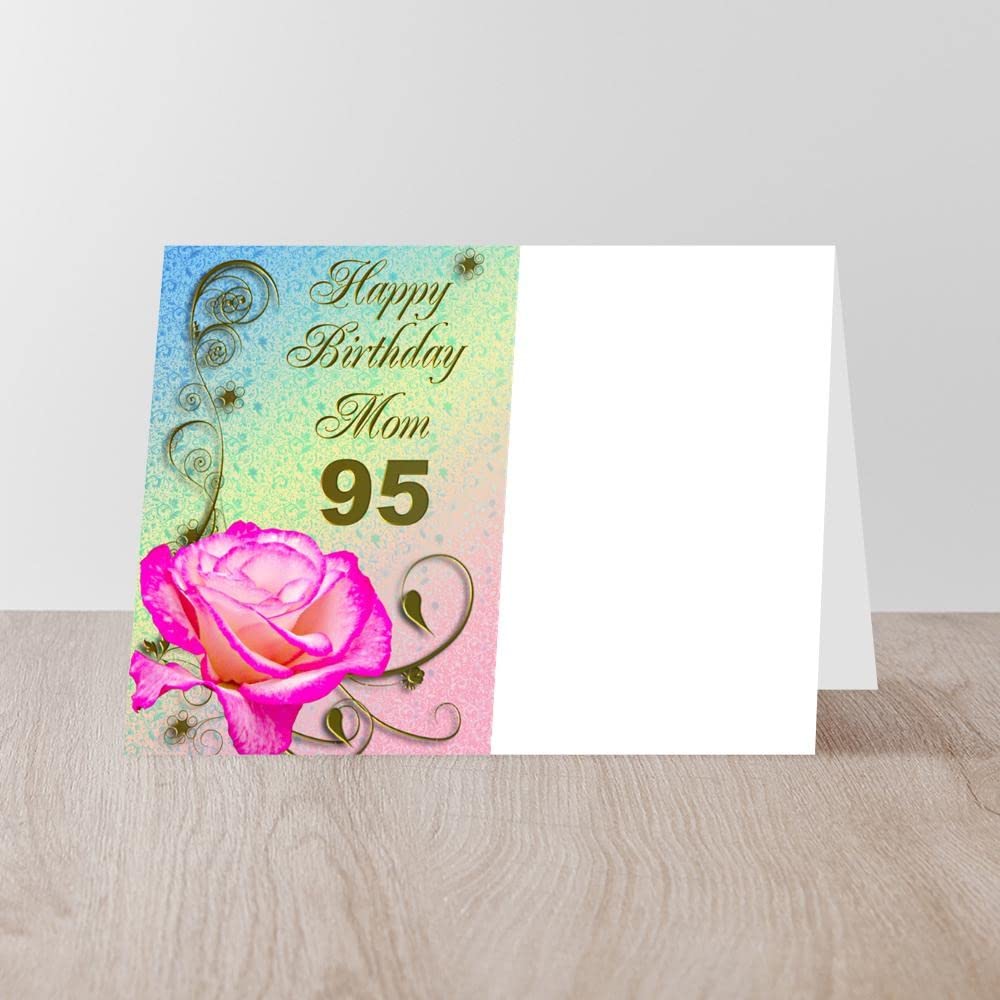 CafePress 95Th Birthday Card For Mom, Elegant Rose Greeting Folded Greeting Card Matte