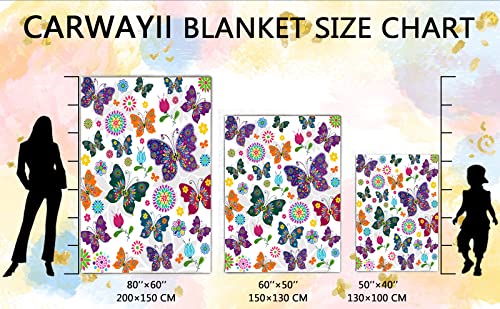 Carwayii Butterfly Blanket Soft Fleece Throw Blanket Durable Cozy Butterfly Sofa Blanket Warmth Noon Break Blanket Reversible Air Conditioning Blanket Warm Lap Blanket Gift for Women Men 50''X60''