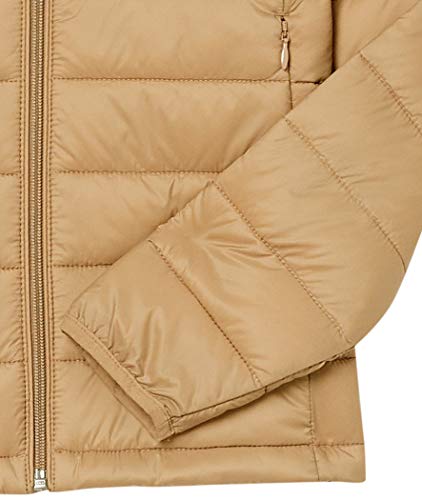 Amazon Essentials Women's Lightweight Long-Sleeve Water-Resistant Packable Puffer Jacket (Available in Plus Size), Camel, Large