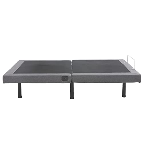 Adjustable Comfort Upholstered Adjustable Bed Base with Massage, Wireless Remote, Three Leg Heights, and USB Ports-Ergonomic, King, Black