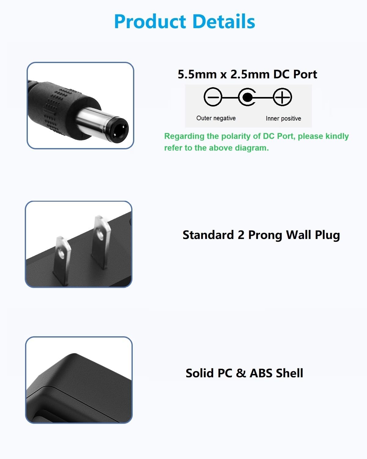 9V DC Power Supply 1A 9V Power Adapter, DC 9V Power Cord Transformer, 9Volt 1000mA AC/DC Adapter, 5.5mm x 2.5mm US Plug [The Polarity of Output tip: Inner Positive (+), Outer Negative (-)]