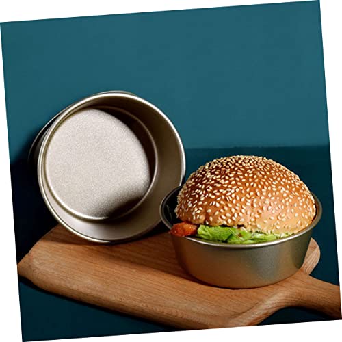 BAFAFA 2pcs Burger Mold Molde Para Pastel Pizza Oven for Home Toaster Oven Pans Round Cake Tin Steel Baking Pan Loaf Tin Ovenware Mold DIY Mold Meatloaf Breads Molds Golden Household Tray Pan