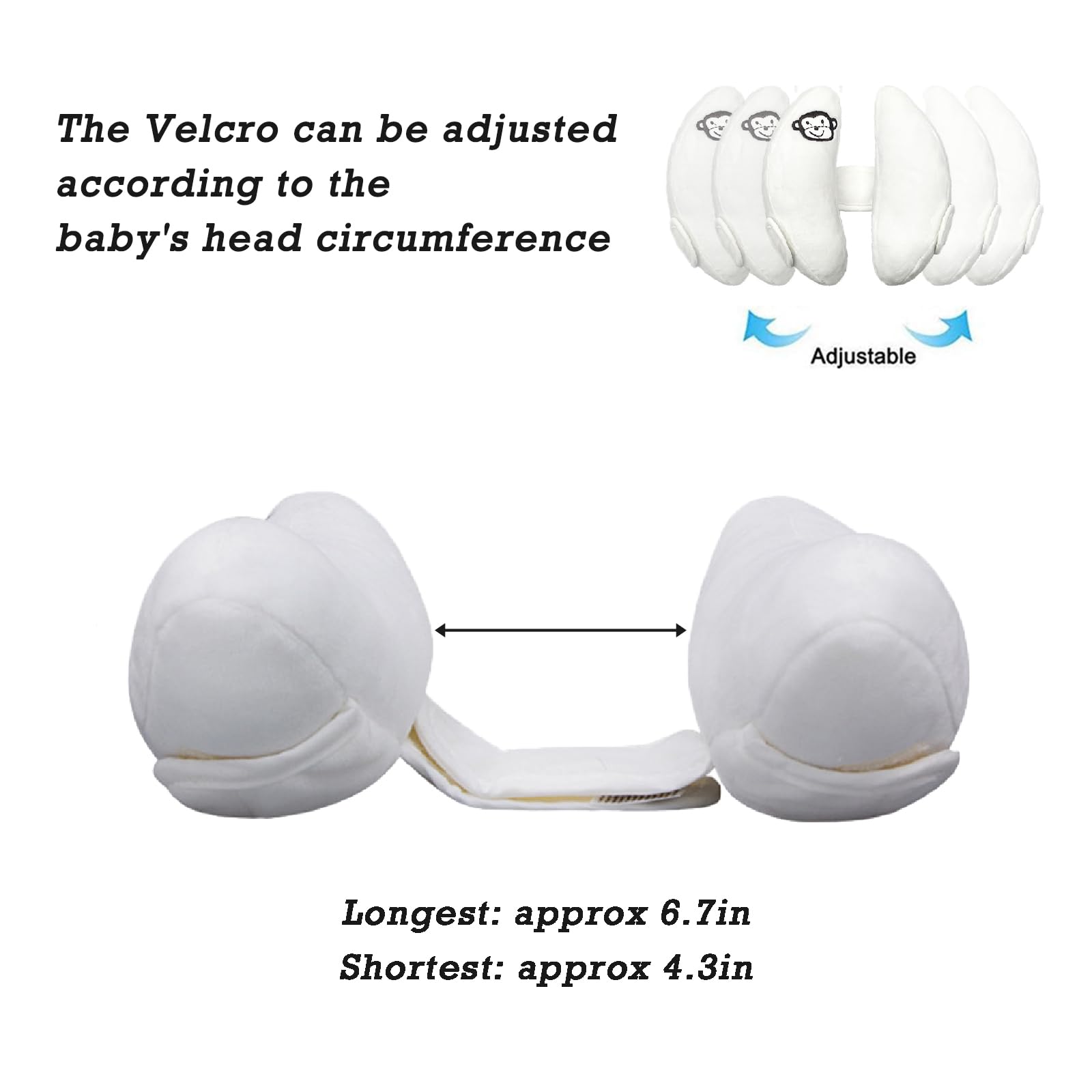 Inchant Adjustable Toddler Headrest & Neck Support, Banana Shape Travel Pillow,Best Headrest for Car Seat,Pushchair, White