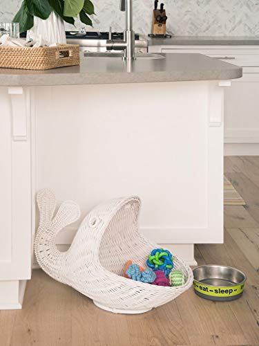 KOUBOO 1060104 Rattan Whale Storage Basket, White