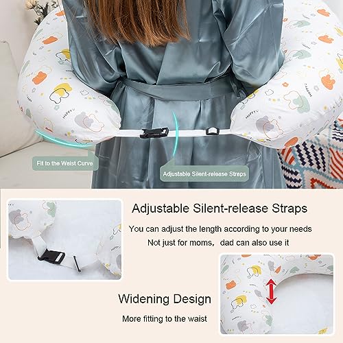AMCATON Breastfeeding Pillow for Mom, Nursing Pillow for Breastfeeding, Breastfeeding Pillow with Adjustable Strap, Fence Protection (Rabbit)