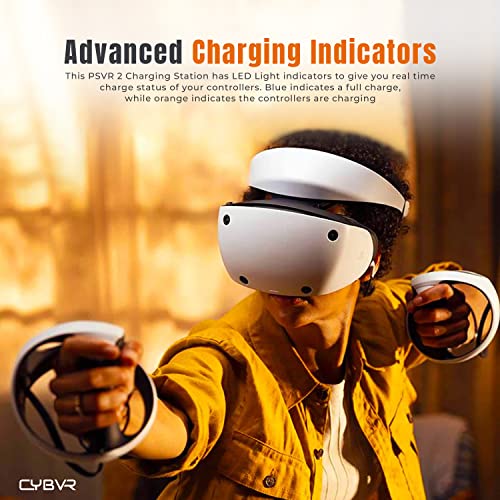 CYBVR Controller Charging Station for PS VR2, Fast Charging PSVR2 Headset Display Stand and Charger with Magnetic Port, PSVR 2 Lightning Charger with LED Display Lights, Organizer Dock for PS VR 2