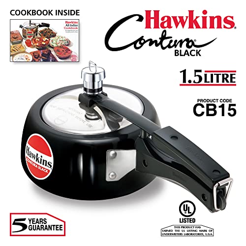 Hawkins CB15 Hard Anodised Pressure Cooker, 1.5-Liter, Contura Black