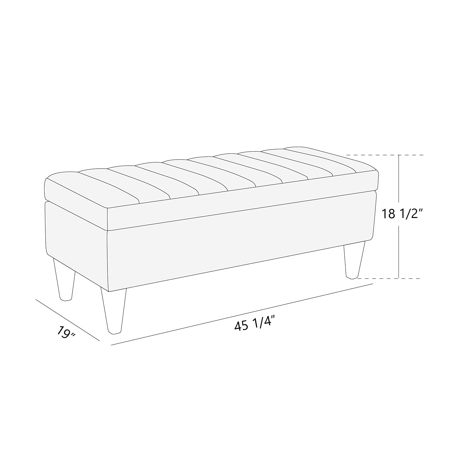 CHITA Channel Tufted Storage Ottoman Bench, Square Fabric Ottoman with Storage for Living Room Bed, Ivory