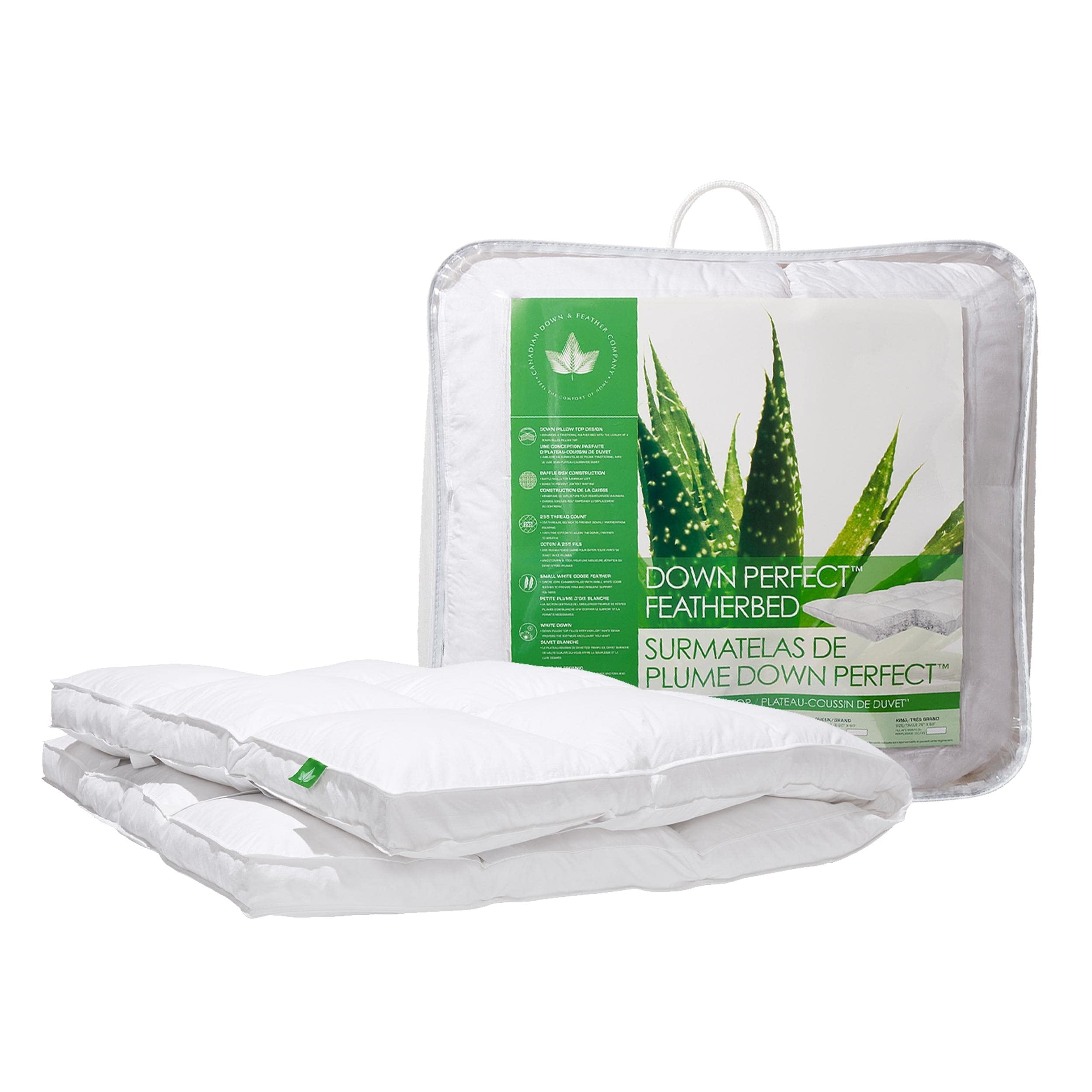 Canadian Down & Feather Co. - Down Perfect Feather Bed King Size - 255 TC Shell 100% Cotton Mattress Topper - Oeko TEX Certified…